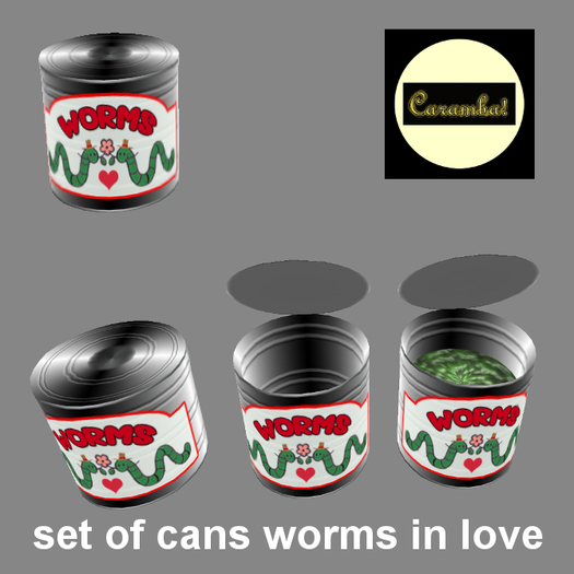 Second Life Marketplace - set of cans Worms in love